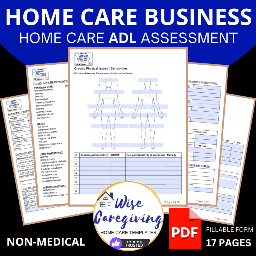 Home Care Client Assessment Fillable Form Template (NON-MEDICAL) | Pri