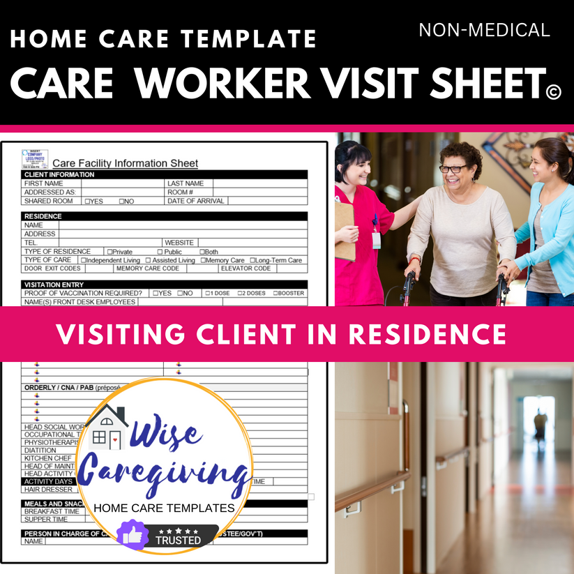 Care Worker Visiting Client in Residence Template | Printable