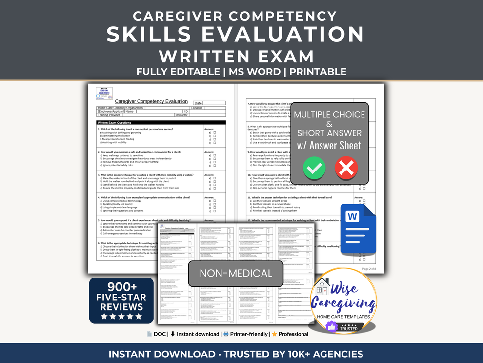 Competency Evaluation Template | Streamline Caregiver Assessments