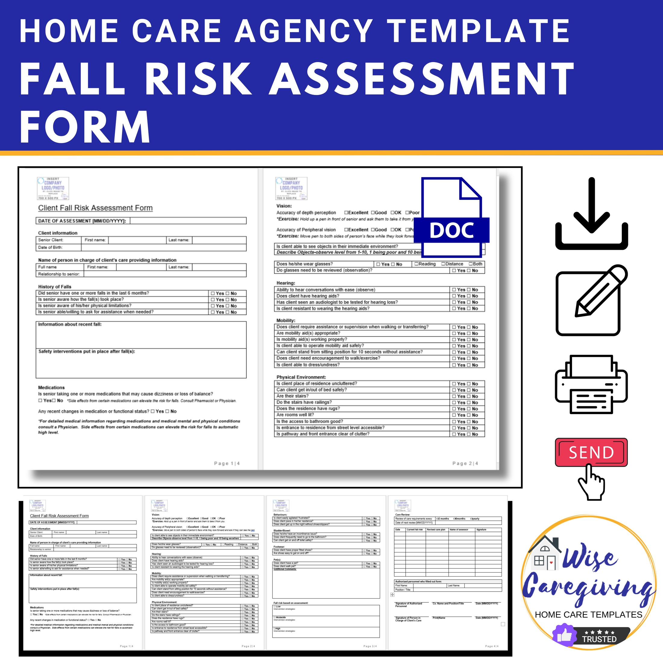 Home Care Fall Risk Assessment Template