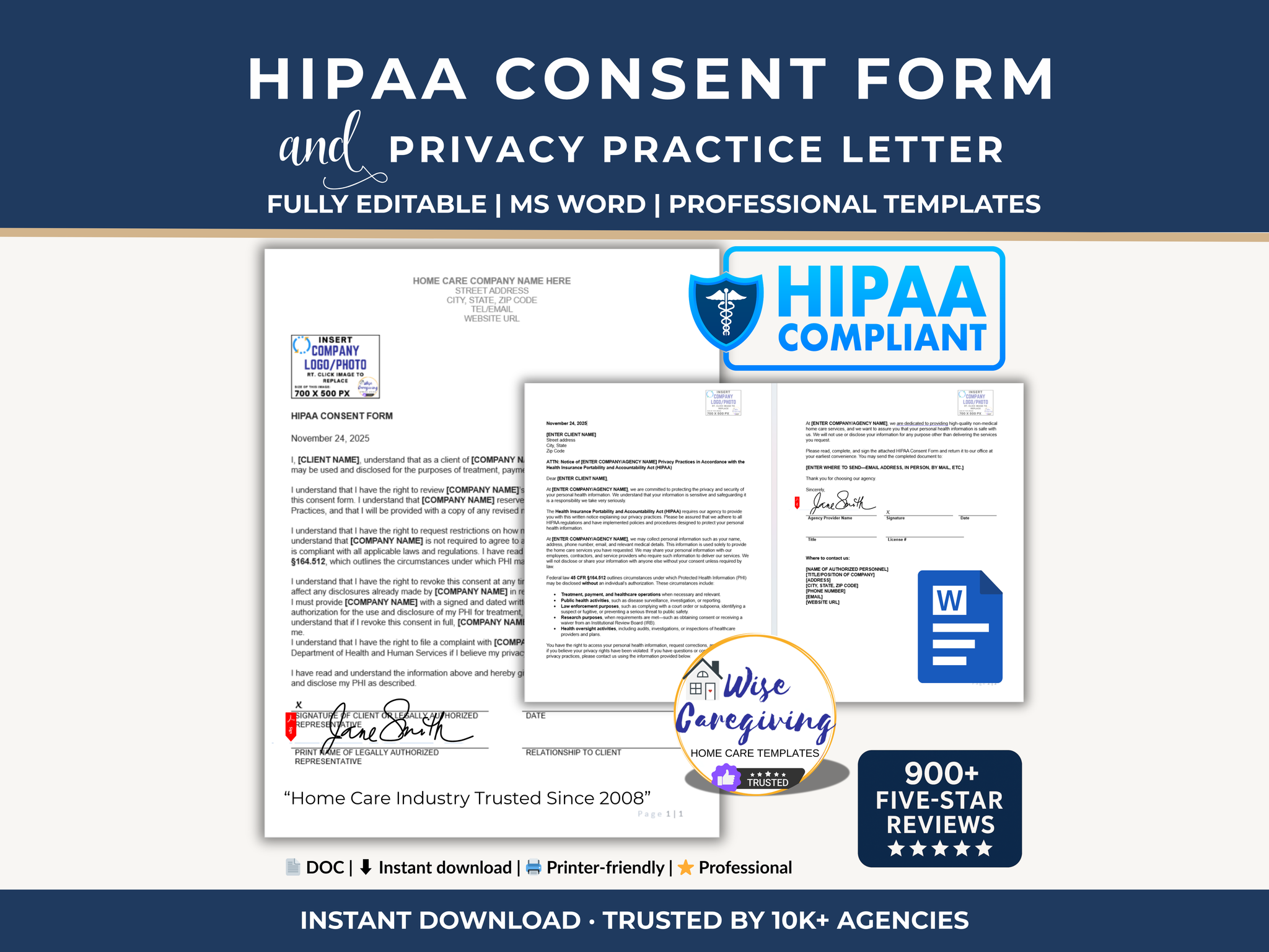 HIPAA Consent Form Template | Notice of Company Privacy Practices
