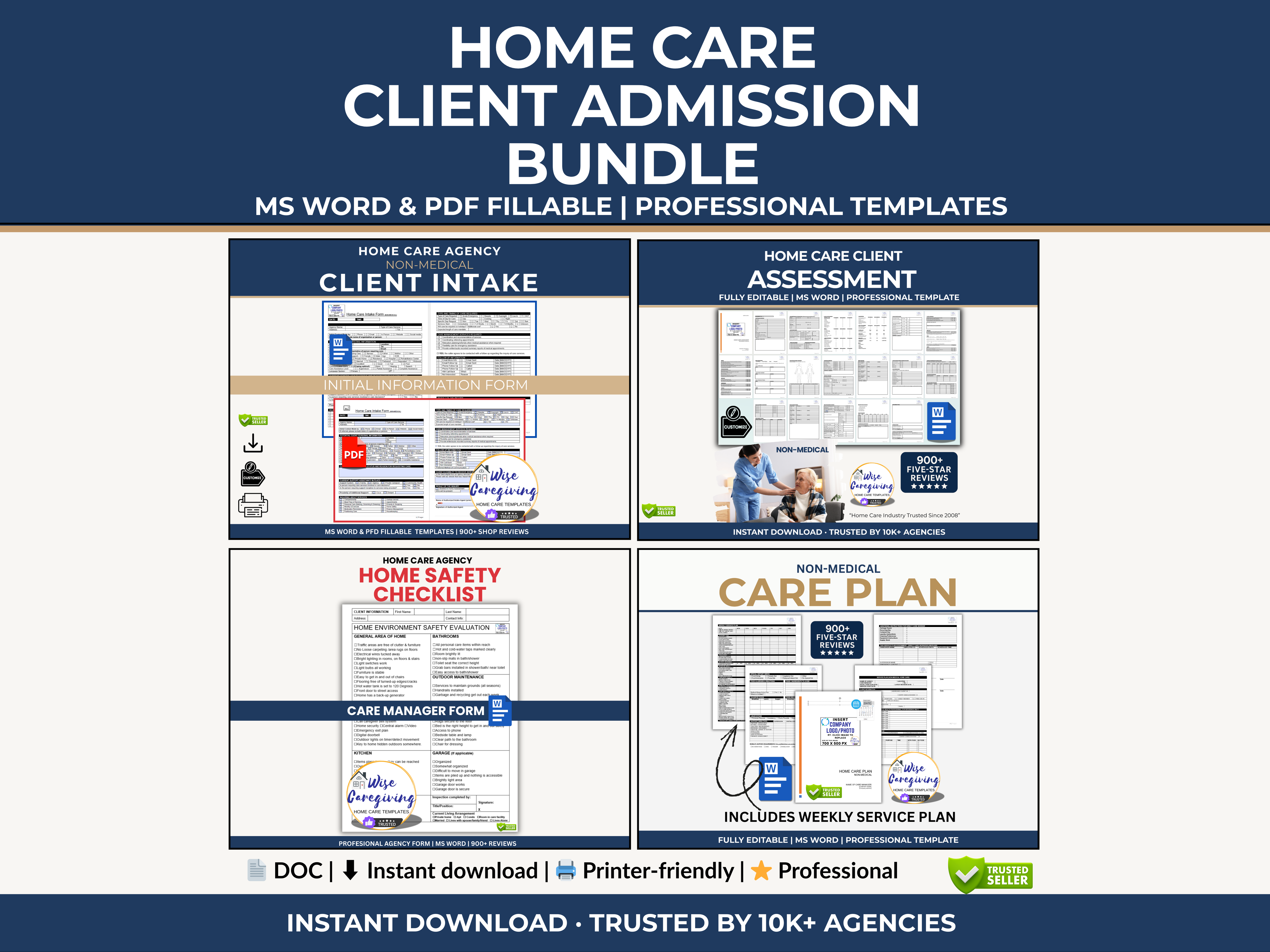 Home Care Planning Templates Bundle | Fully Editable | Printable