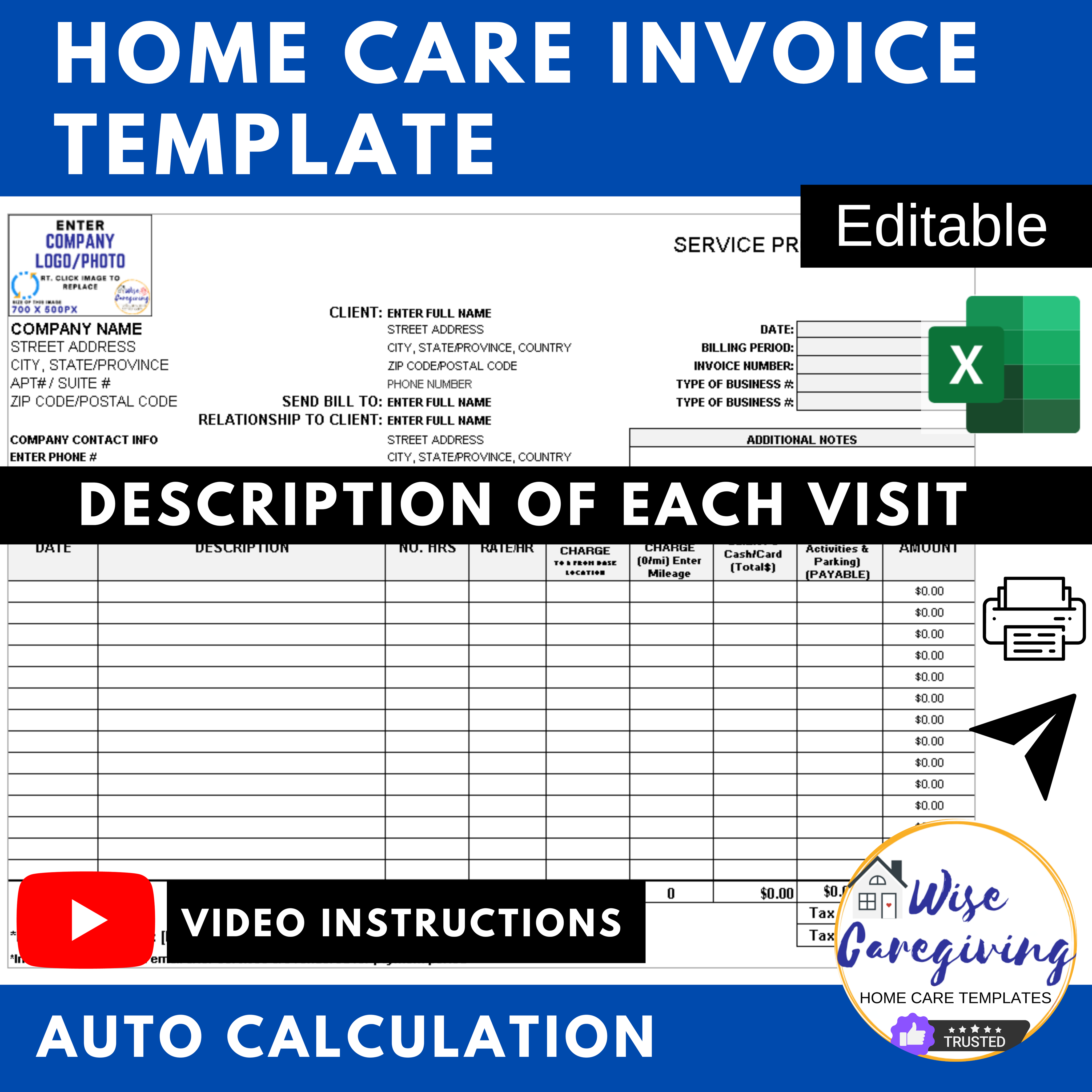 Home Care Invoice Template