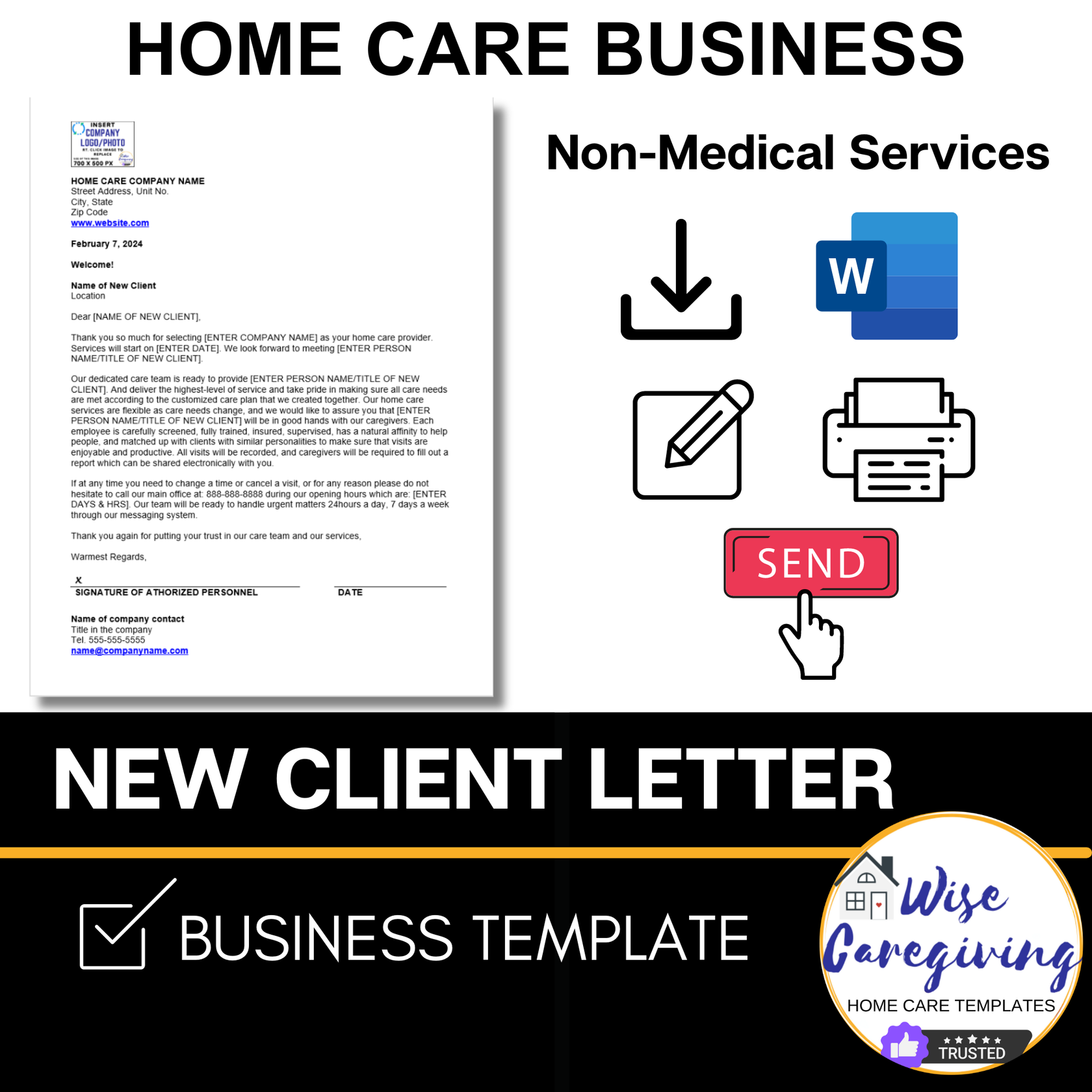 Customizable Home Care Welcome Letter Template | Editable Word Doc
