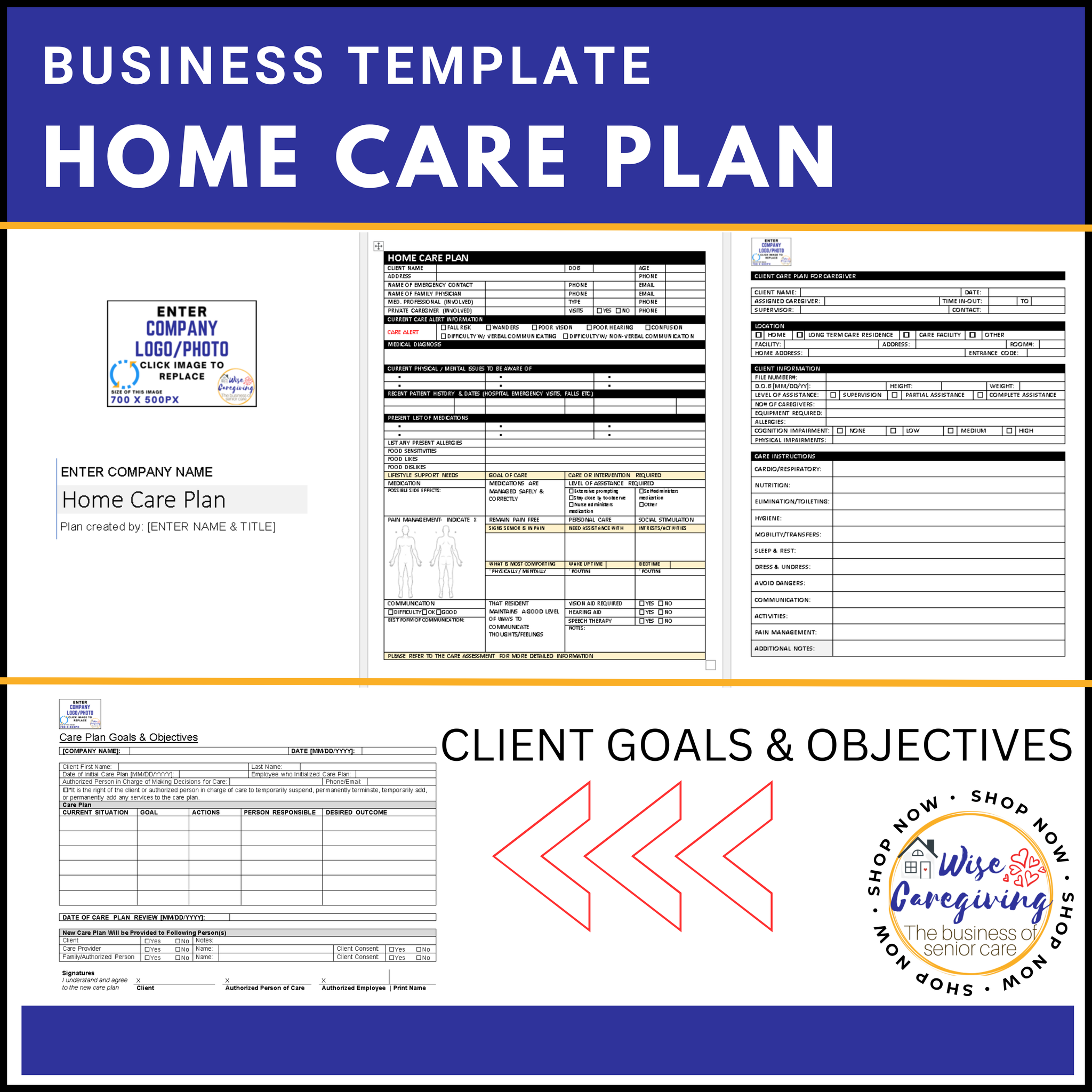 Home Care Plan Template Bundle