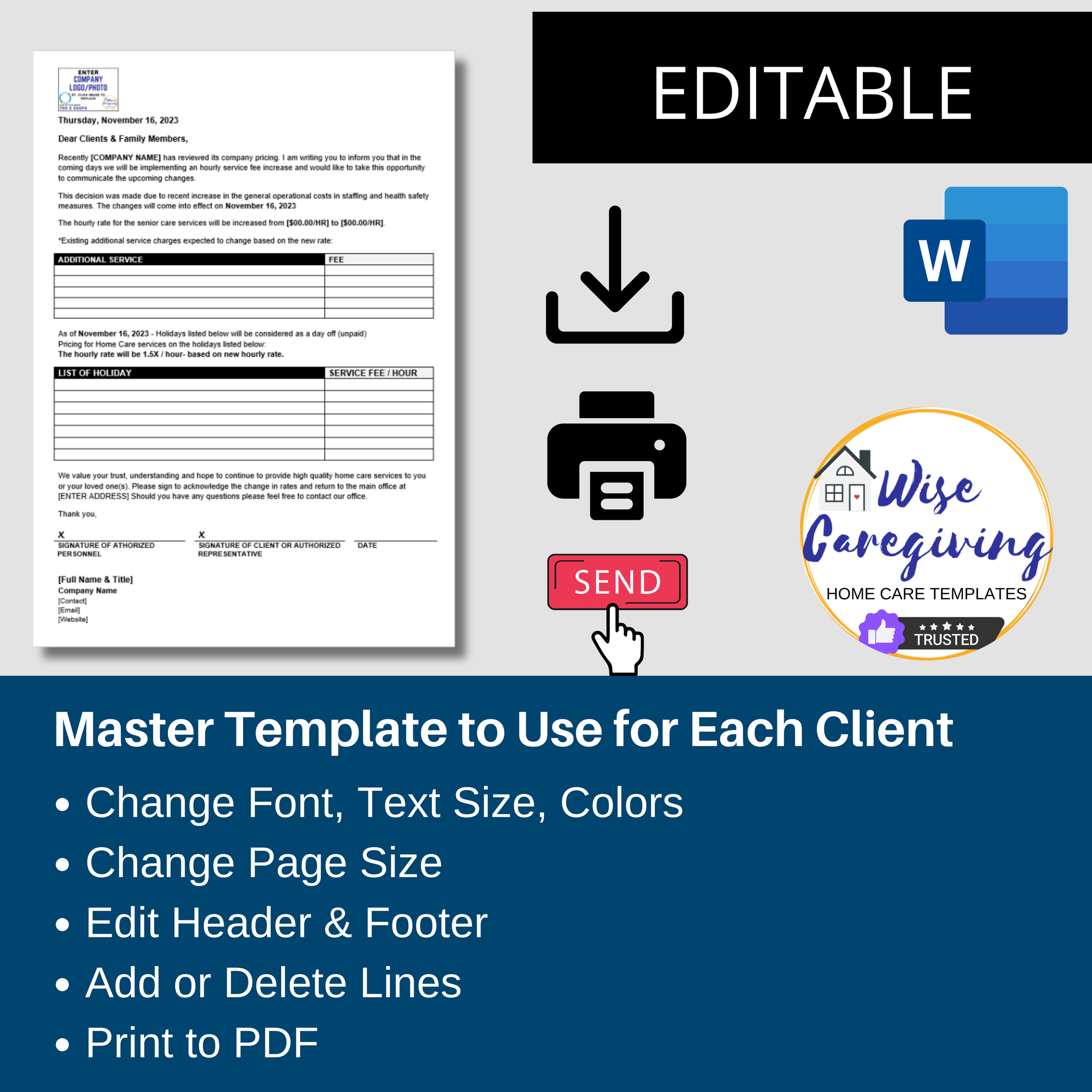 Home Care Rate Increase Letter Template