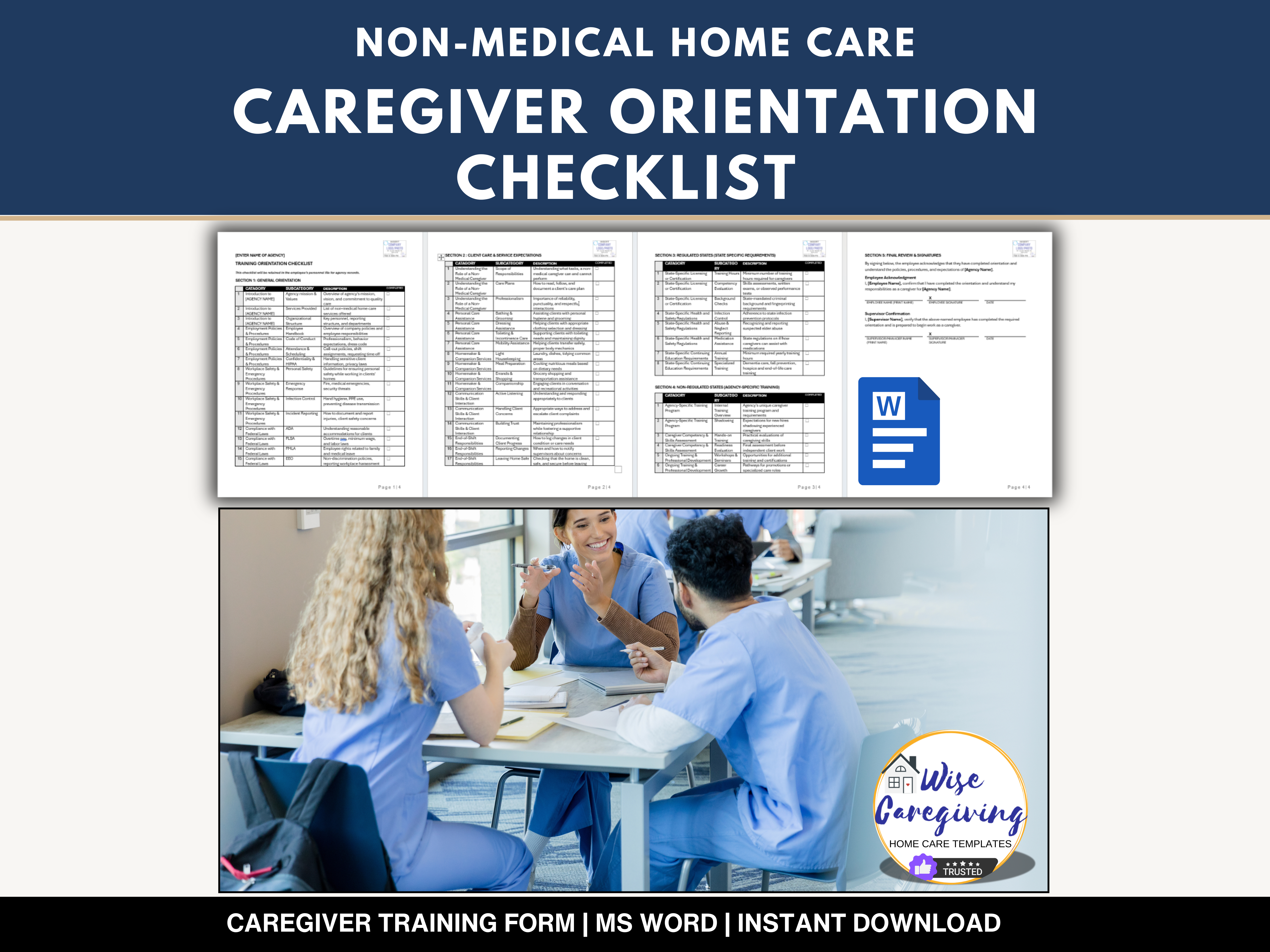 Home Care Employee Orientation Checklist Template | Editable | Printab