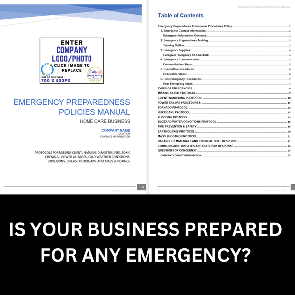 Emergency Preparedness Manual Template for Home Care Agency