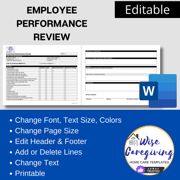 Home Care Caregiver Performance Review Template