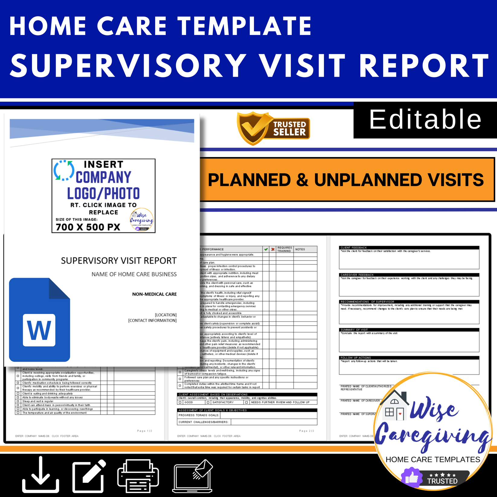 Home Care Supervisory Visit Form Template | Efficient Monitoring